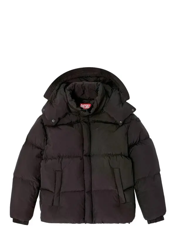 Diesel Logo-patch Down Jacket - Black