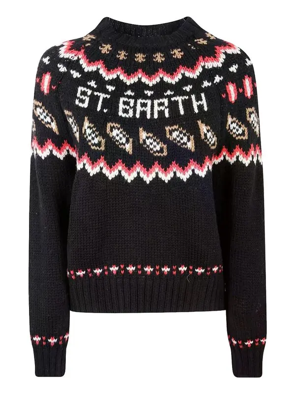 MC2 SAINT BARTH Intarsia-knit Sweater - Black