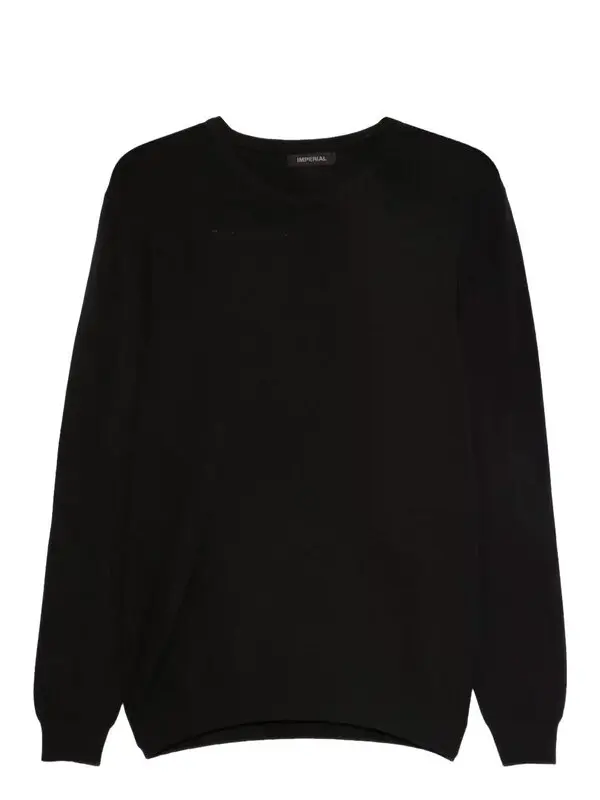 Imperial Crew Neck Fine Knit Jumper - Black