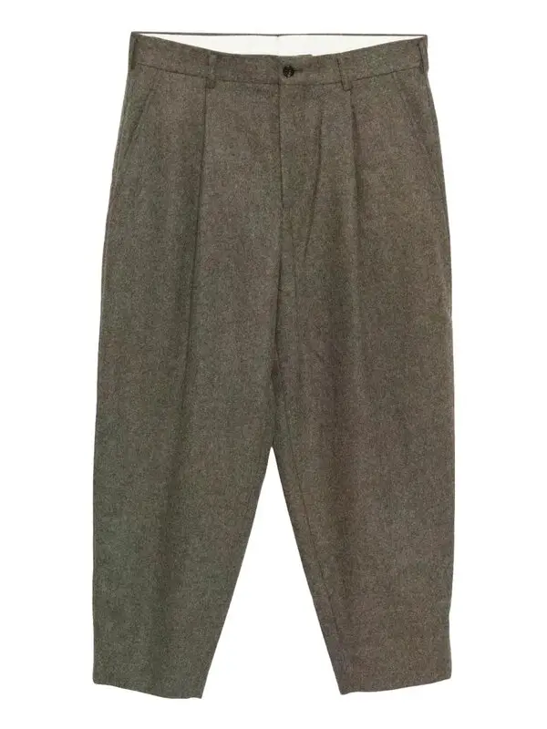 Comme Des Garçons Pleated Tapered Trousers - Green