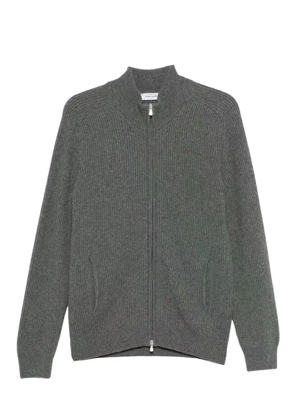 GRAN SASSO Ribbed Zip-up Cardigan - Grey