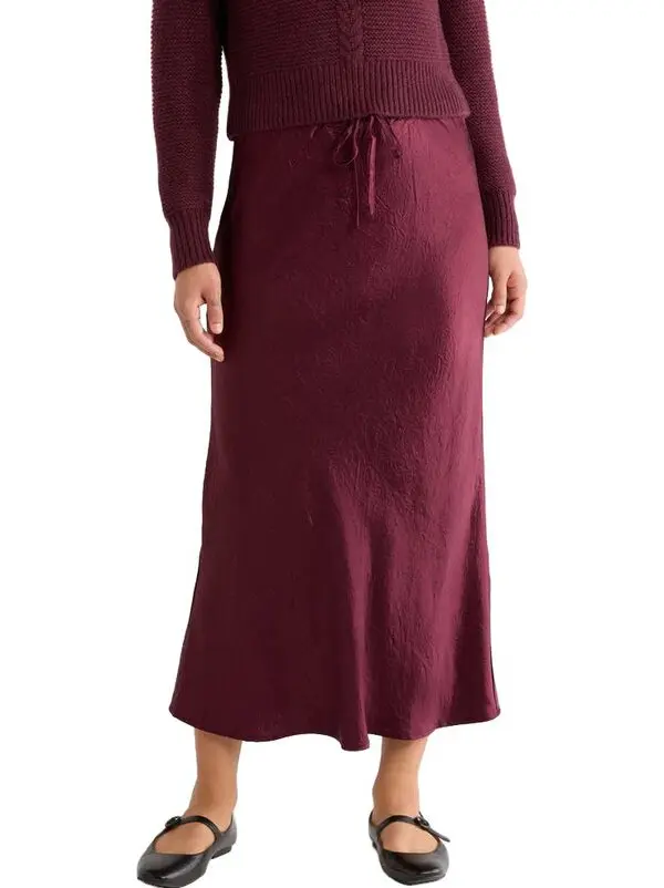 Marine Layer Gabriella Crinkle Slip Midi Skirt - Fig