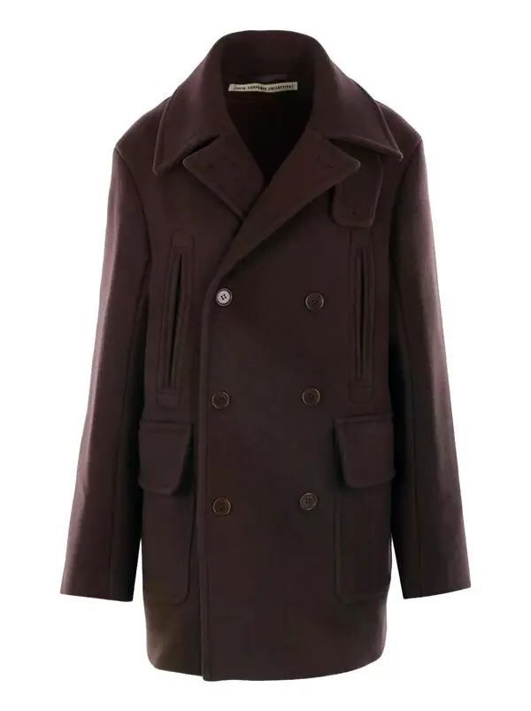 META CAMPANIA COLLECTIVE Double-breasted Pocket Coat - Brown