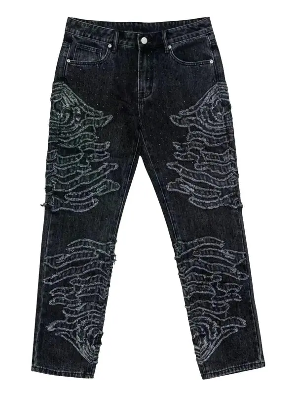FREE REFILLS Zebra-pattern Embellished Jeans - Black