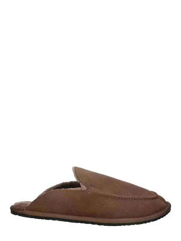 BOSS Topstitched Slippers - Brown