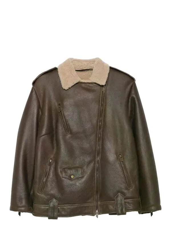 SALVATORE SANTORO Leather Zip-up Jacket - Brown