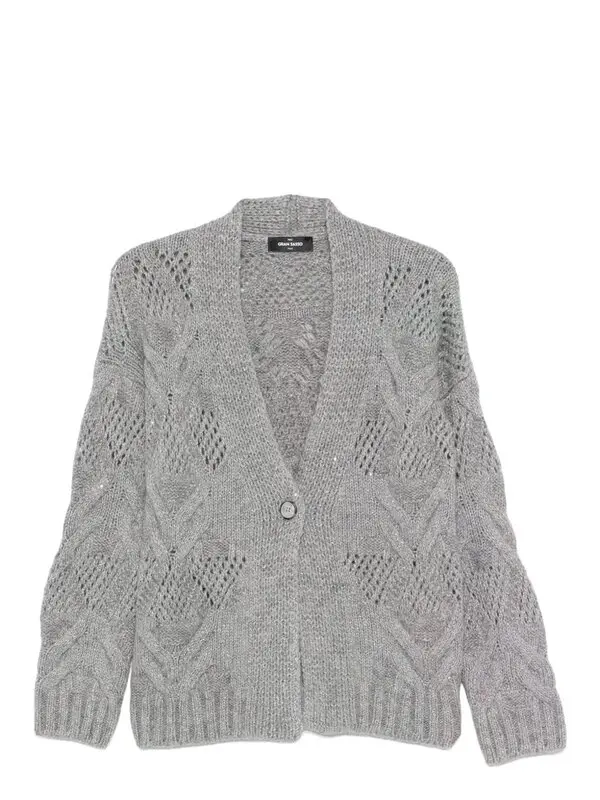 GRAN SASSO Openwork Knit Cardigan - Grey
