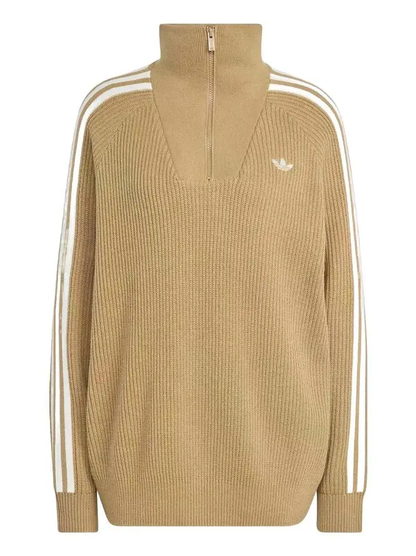 Adidas Funnel-neck Zip-detail Jumper - Neutrals