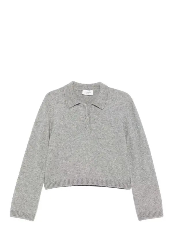 LANEUS Buttoned Polo Top - Grey