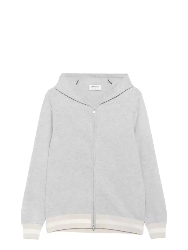 GRAN SASSO Hooded Tracksuit With Striped Trim - Grey