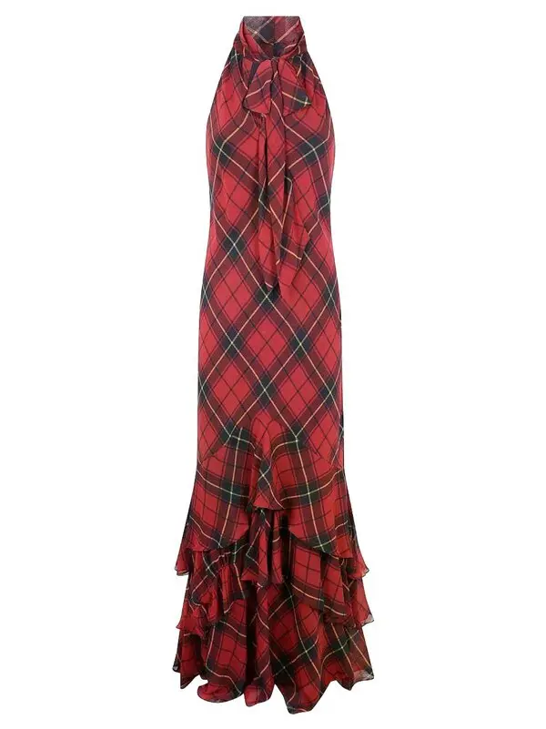 Ralph Lauren Ruffled Plaid Dress - Red