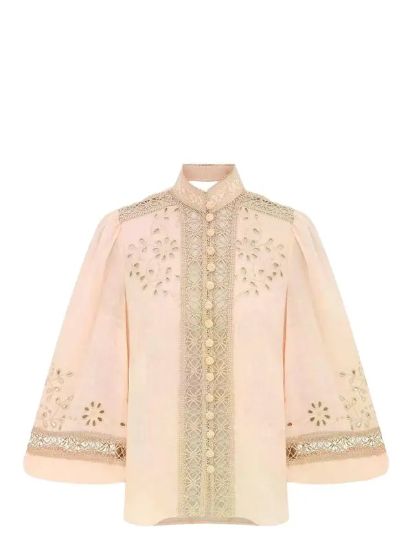 Zimmermann Floral-embroidered Button Shirt - Pink