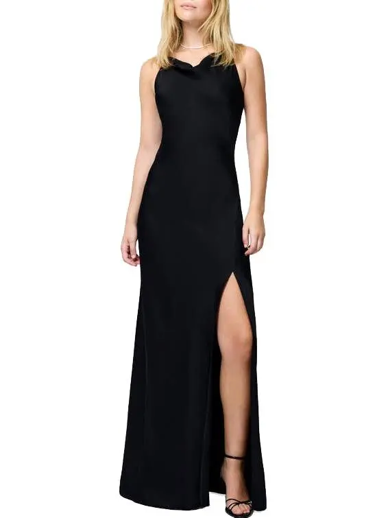 French Connection Satin Maxi Dress With Cowl Neck - Black