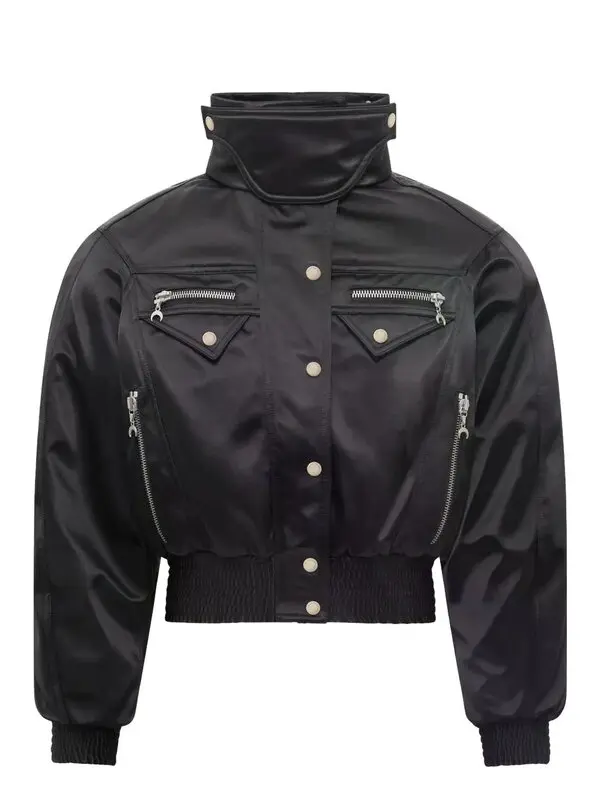 MARINE SERRE Satin Bomber Jacket - Black
