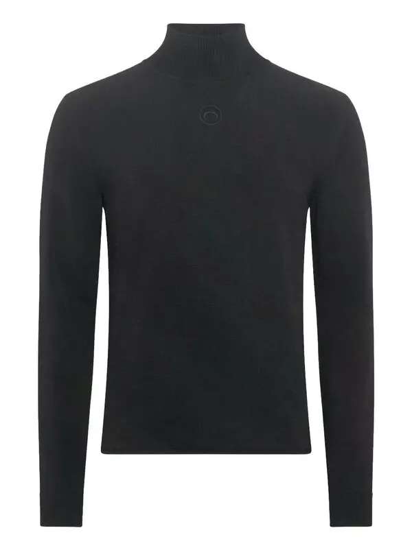 MARINE SERRE Moon-embroidered Knit Sweater - Black