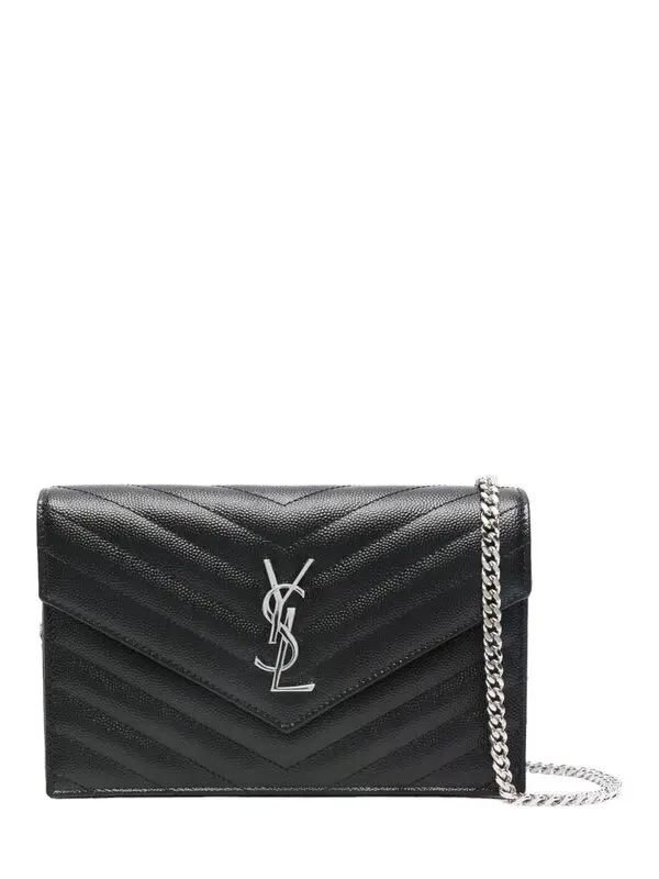 Saint Laurent Chevron Chain Clutch Bag - Black