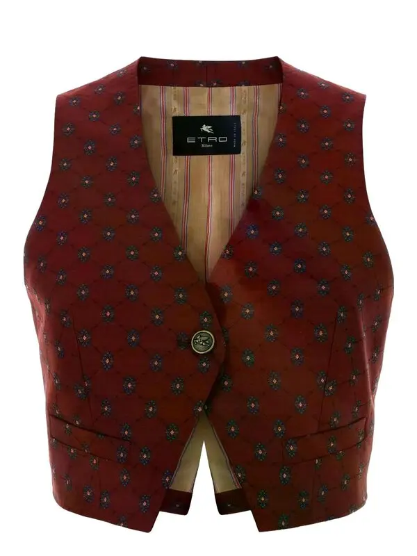Etro Patterned Wool-blend Waistcoat - Red