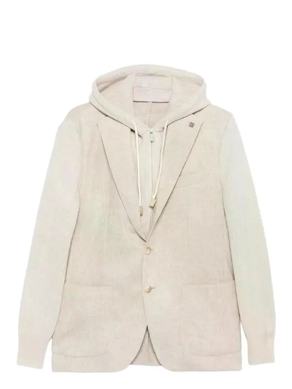 GRAN SASSO Hooded Panelled Blazer - Neutrals