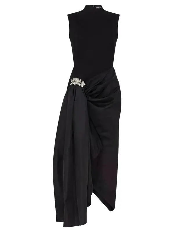 David Koma Crystal-embellished Draped Dress - Black