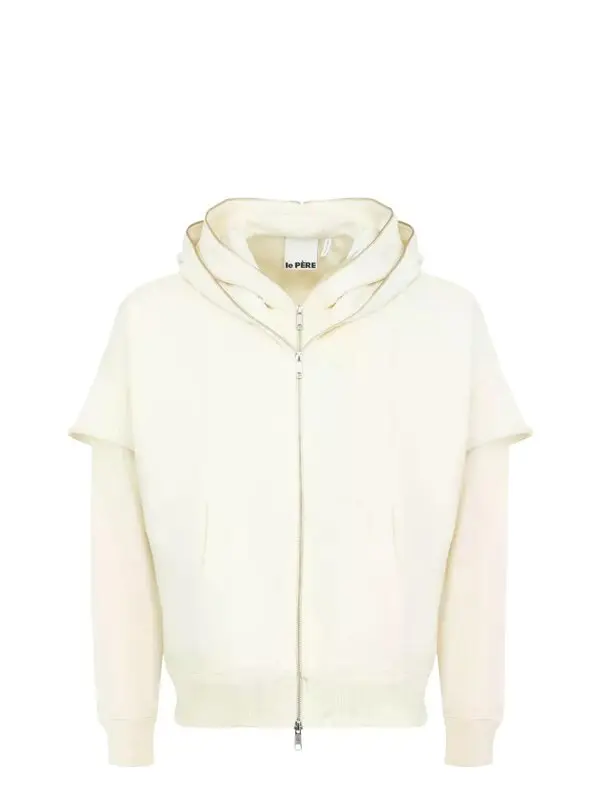 LE PERE Double-knit Zip-up Hoodie - Neutrals