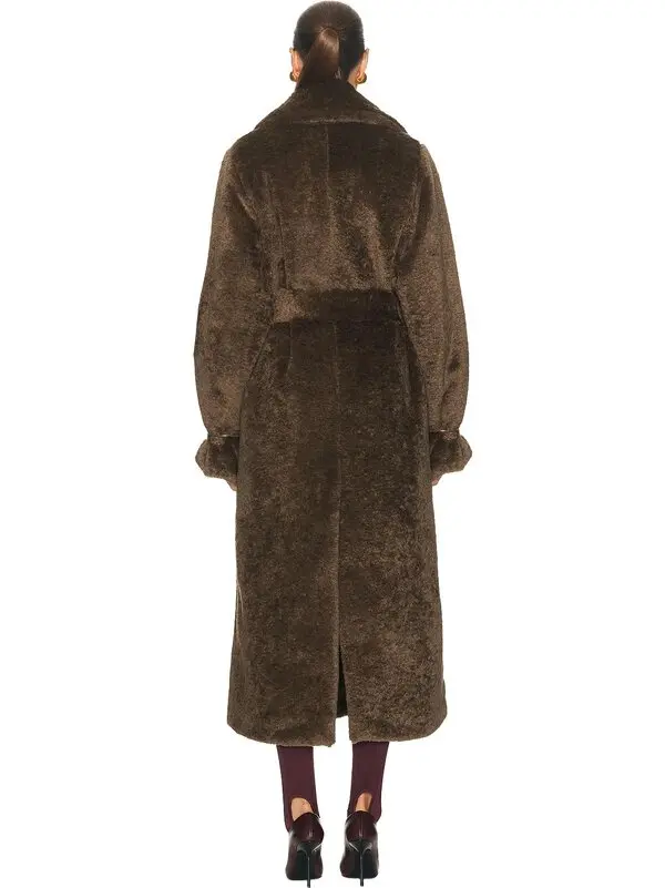 DARKPARK Madison Faux Fur Trench Coat - Military Green