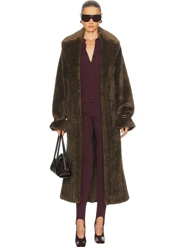 DARKPARK Madison Faux Fur Trench Coat - Military Green