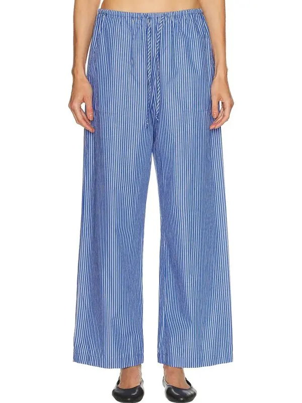 Donni. Stripe Pop Drawstring Pant - Azure Pinstripe