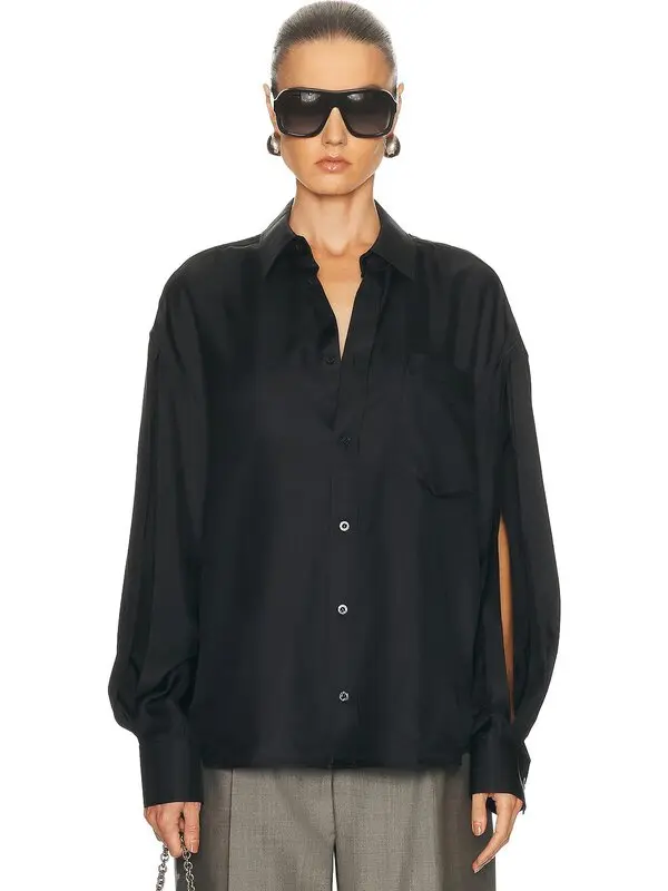 Alexander Wang Slashed Sleeve Button Up Shirt - Black