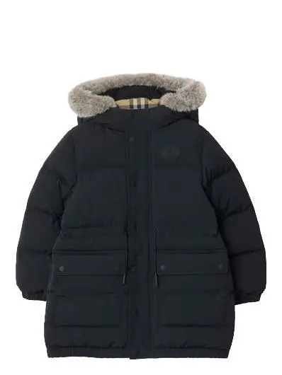 Burberry Faux-fur Trimmed Nylon Puffer Coat - Black