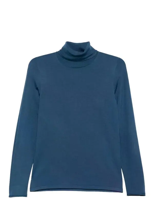 LE TRICOT PERUGIA Turtleneck Long-sleeved Sweater - Blue