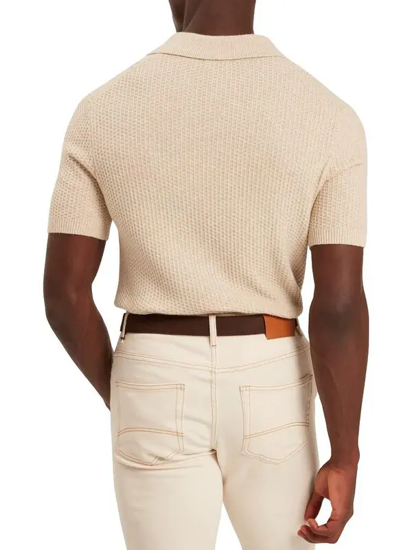Ted Baker London Caleum Waffle Knit Polo Sweater - Natural
