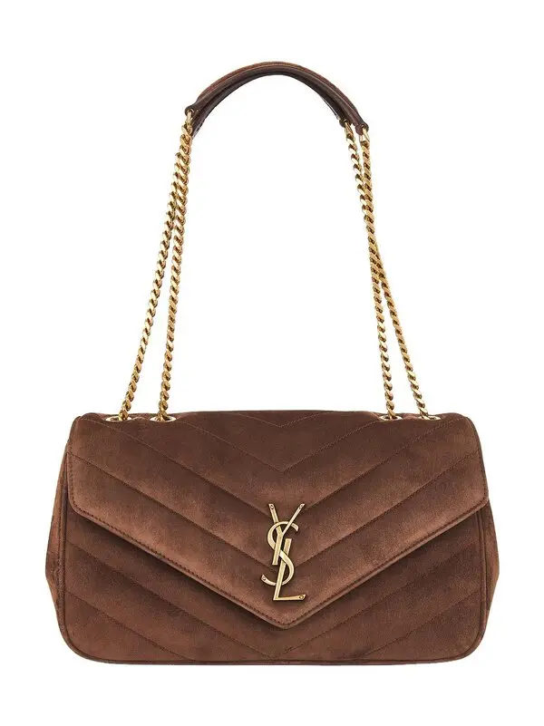 Saint Laurent Medium Loulou Chain Bag - Bark Brown