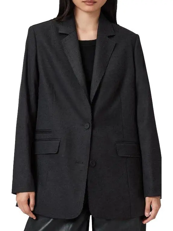 ALLSAINTS Essie Longline Blazer - Gunmetal Grey