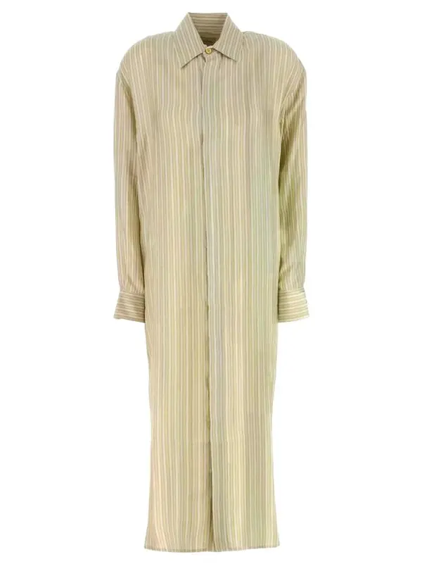 Le Kasha Striped Silk Shirt Dress - Neutrals