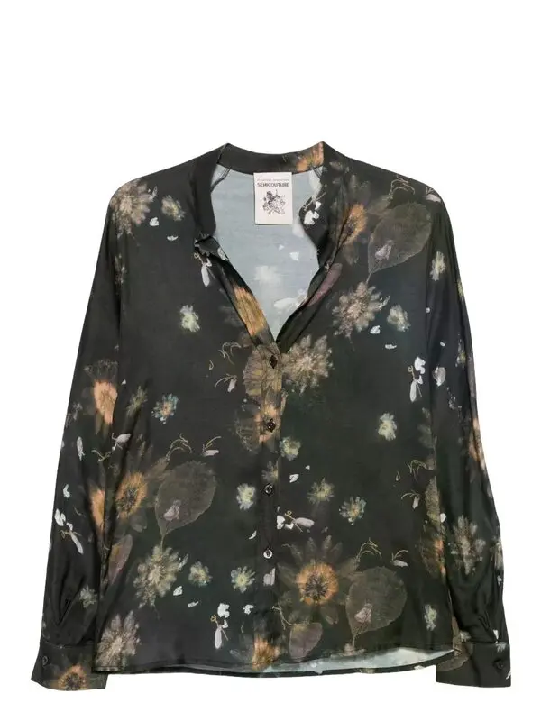 SEMICOUTURE Floral-pattern Top - Grey