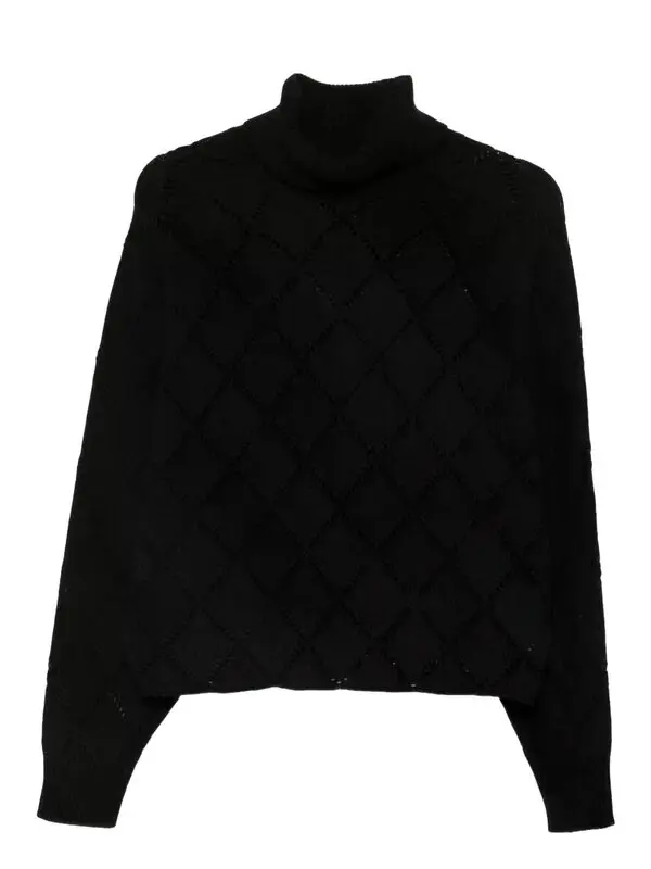 SEMICOUTURE Openwork Turtleneck Sweater - Black