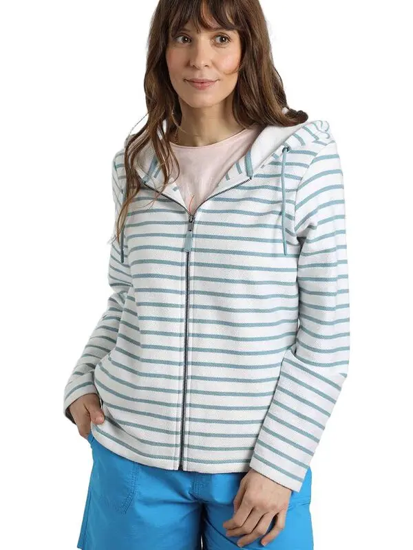 WEIRD FISH Striped Full Zip Hoodie - Mineral Blue