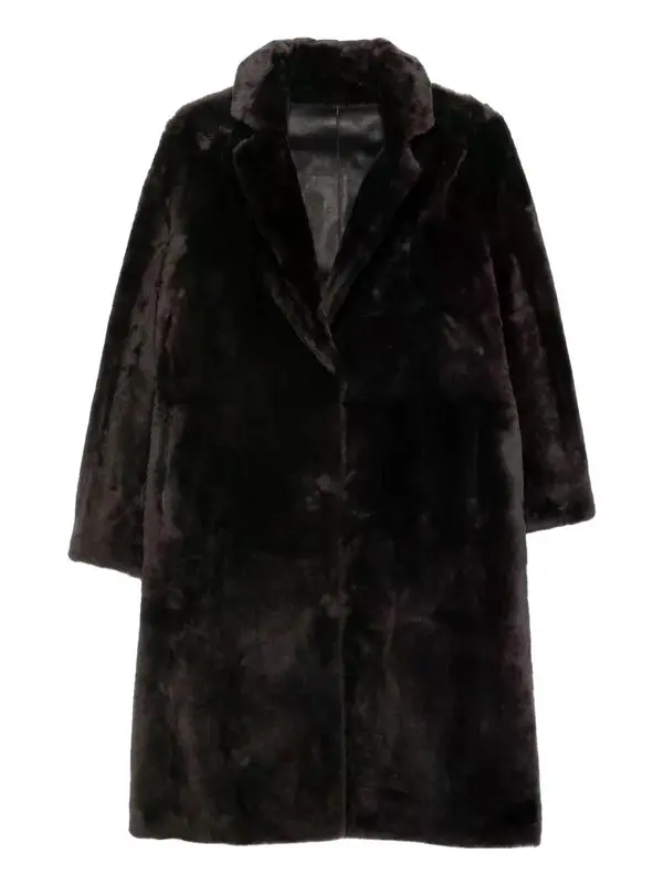 YVES SALOMON Notched-collar Coat - Brown