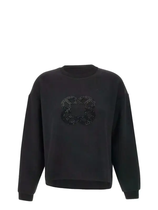 ELENA MIRO` Floral-sequin Sweatshirt - Black