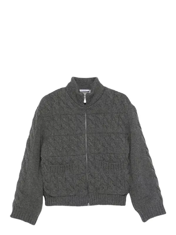 GRAN SASSO Cable-knit Zip Jacket - Grey