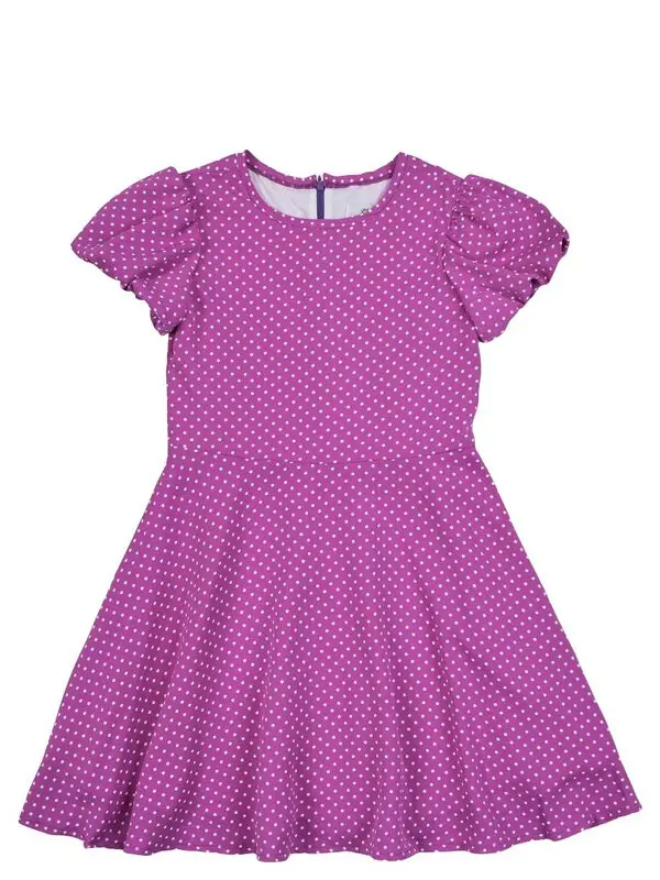 FLORENCE EISEMAN Polka Dot Crepe Dress With Bubble Sleeves - Purple