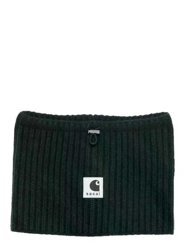 Sacai Ribbed Logo Neck Warmer - Green