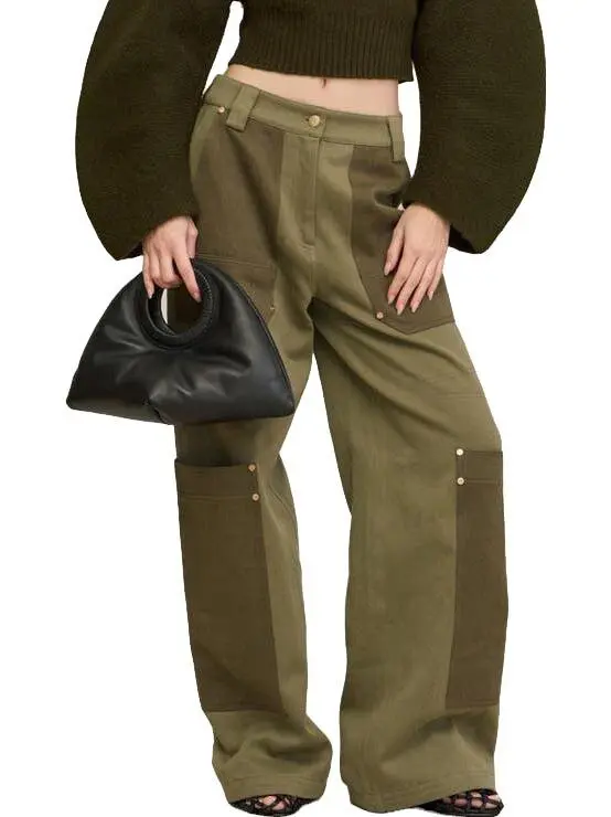 Cult Gaia Wynn Colorblock Wide Leg Cargo Pants - Rosemary Multi
