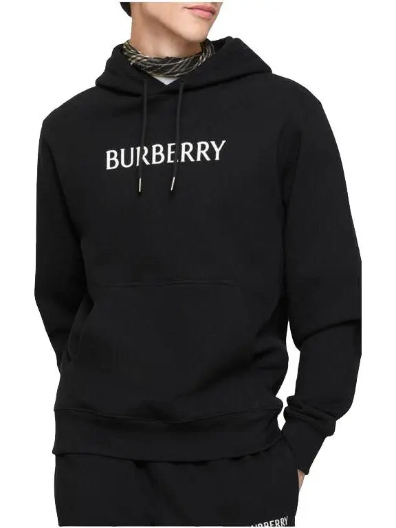 Burberry Logo Cotton Hoodie - Black