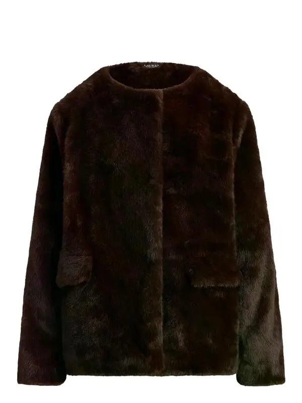 Ralph Lauren Buttoned Faux Fur Jacket - Brown