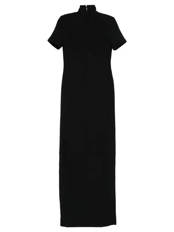 MONOT High-neck Short-sleeve Maxi Dress - Black