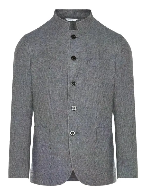 Boglioli Buttoned Collarless Jacket - Grey