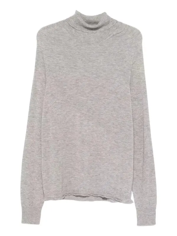 120% Lino Roll-neck Sweater - Grey