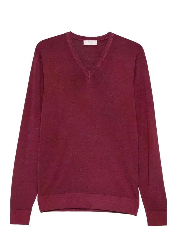 FERRANTE V-neck Knitted Sweater - Red