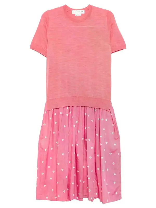Comme Des Garçons Floral-print Dress - Pink